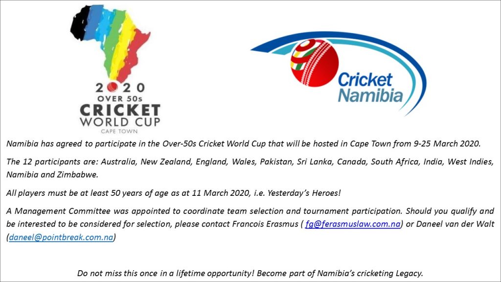 2020 Over 50s Cricket World Cup - Cricket Namibia
