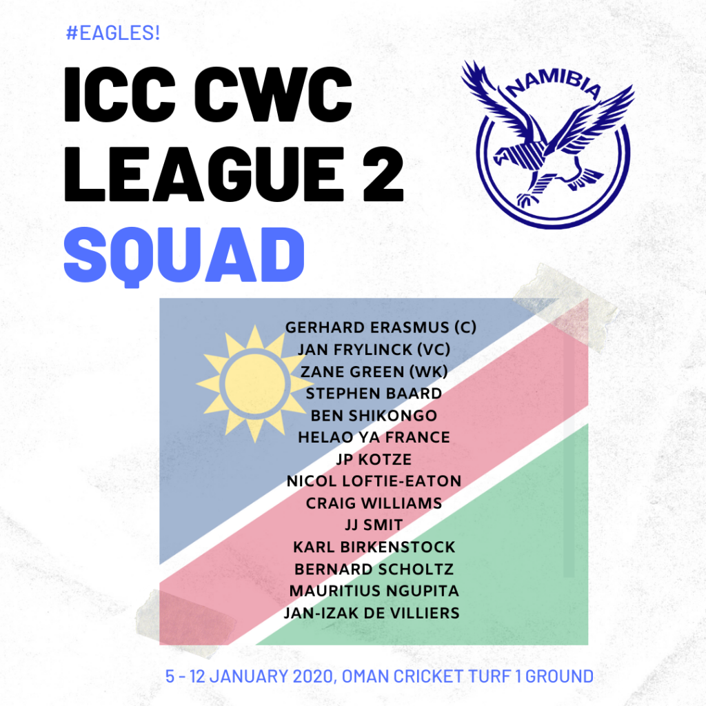 ICC CWC League 2 Squad Announced - Cricket Namibia
